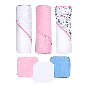 Super Soft Hooded Towel Set for Babies: 100% Cotton, 30x30 Inches, Perfect Cap Size, Pack of 3 Towels & 3 Washcloths for Newborns to Toddlers