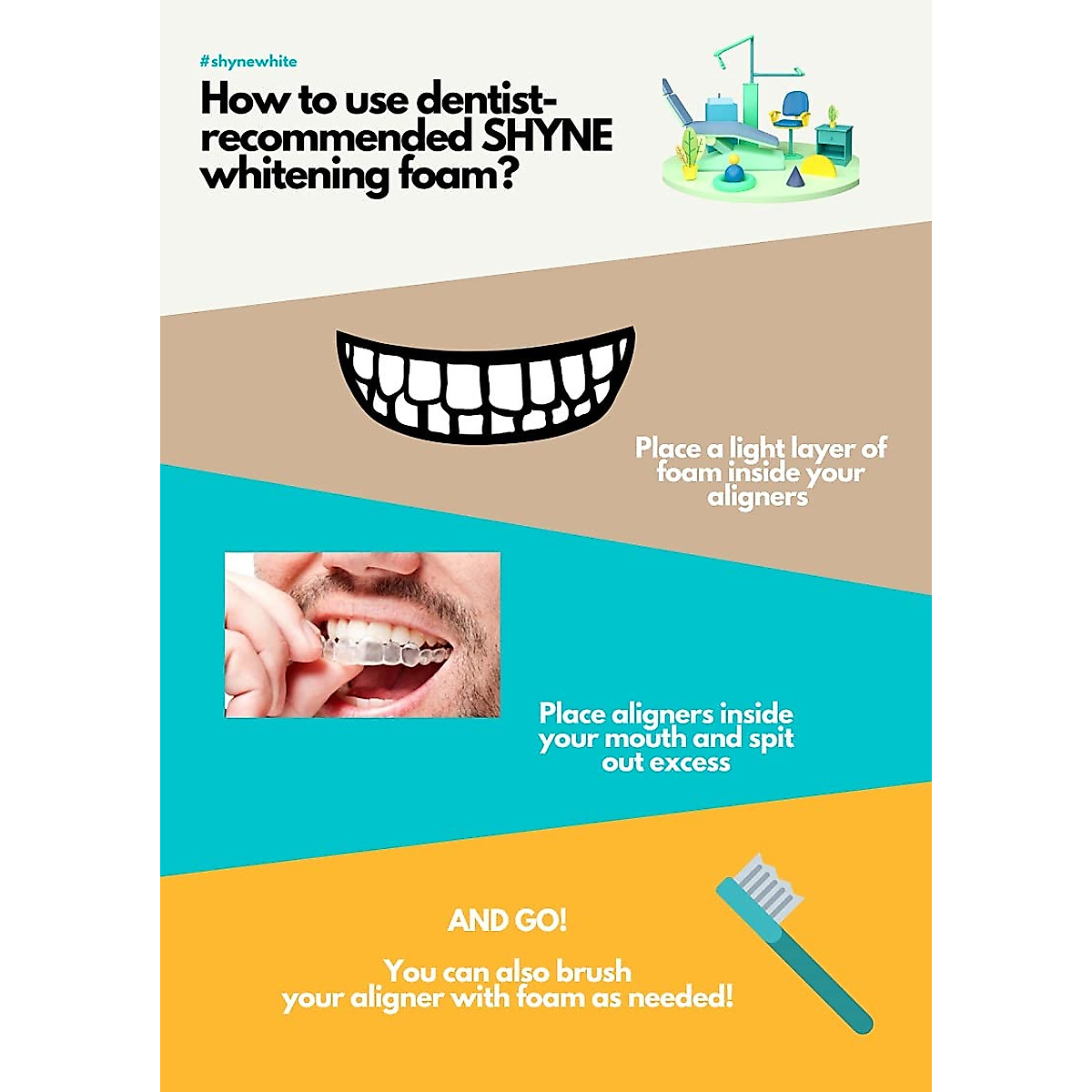 SHYNE Whitening Foam - Aligner Cleaner, Retainer Cleaner, Whitens Teeth and Cleans Dental appliances, Freshens Breathe. Great for Invisalign, ClearCorrect, Byte, Candid