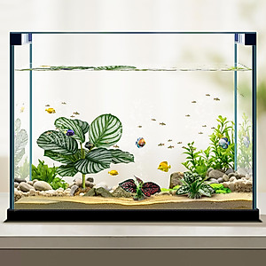 Moonorange Reptile Artificial Plants, Big Terrarium Plants Decorations Supplies, Aquarium Fish Tank Plants, Amphibian Habitat Hideout Tank Accessories(L Set-3pcs/G)