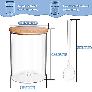 77L Sugar Bowl, Glass Sugar Bowl with Sugar Spoon and Bamboo Lid for Home and Kitchen, Elegant Design, 11.8 FL OZ (350 ML)