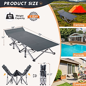 MOPHOTO Folding Camping Cot for Adults, Heavy Duty Sleeping Cot for Adults Portable Sleeping Bed Outdoor Cot Bed for Home Camp Office Use