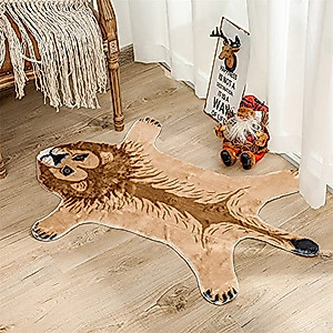 Lion Print Rug Faux Animal Printed Rug Cowhide Skin Carpet Cheetah Area Rugs Kids Rugs for Playroom Livingroom, 2.3 x3.6 Feet (Brown)