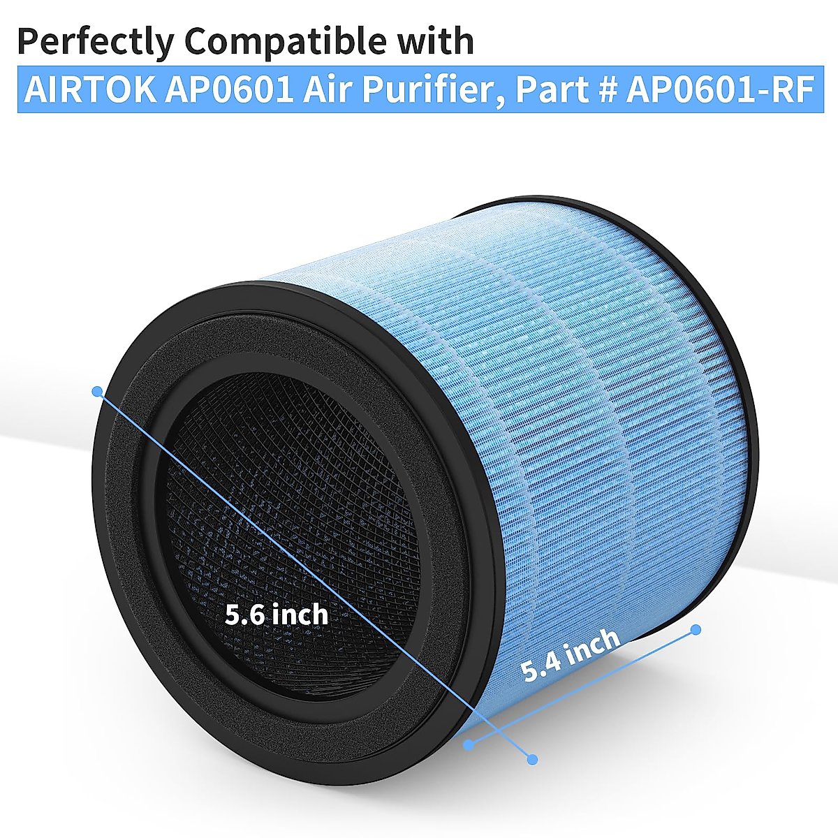 GoKBNY 4-Pack AP0601 True HEPA Replacement Filter Compatible with AIRTOK AP0601 Purifier, Part # AP0601-RF, with Aromatherapy Tablets