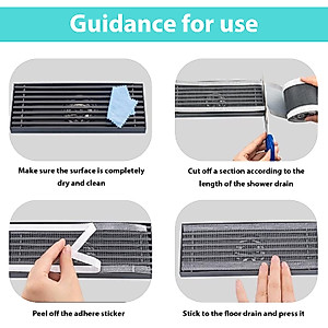 Qeke Disposable Hair Catcher Shower Drain Mesh Stickers, DIY Shower Drain Cover Hair Catcher for Any Length, 32.8 Foot Hair Stopper for Linear Shower Drain with Removal Tool, 2.75 Inch Width