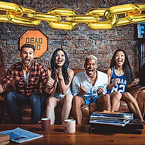 16 inch 24 Pieces Foil Chain Balloons Jumbo Chain Balloons for 80s 90s Hip Hop Retro Theme Birthdays Weddings Graduations Arch Supplies (Gold)