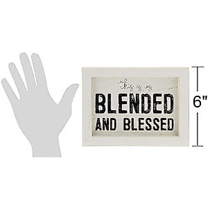 'This is Us Blended and Blessed' White Wood Sign for Blended Families Step Family Decor Mother's Day Gift for Mom Stepmom Present