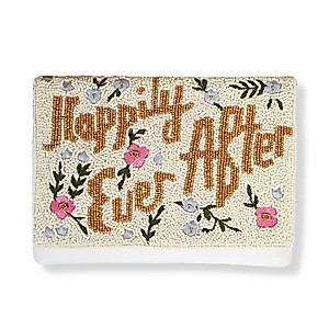 Pretty Robes Happily Ever After Clutch for Wedding Day, Beaded Bride Purse for Bachelorette, Bride Clutch Bag, Bridal Shower & Engagement Gifts for Bride To Be