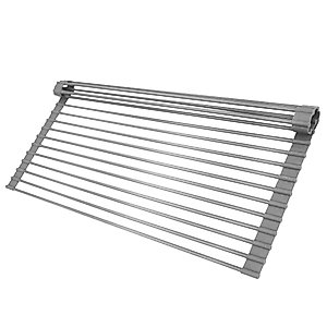 Chef Grids Dish Drying Rack Over The Sink Kitchen Roll up Sink Drying Rack Portable Dish Rack Dish Drainer 20x12 (Cool Grey)