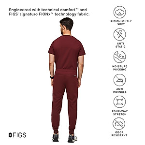 FIGS Tansen Jogger Scrub Pants for Men - Burgundy, Short XL