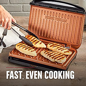 George Foreman 5-Serving Classic Plate Electric Indoor Grill and Panini Press, Space Saving Design, Black