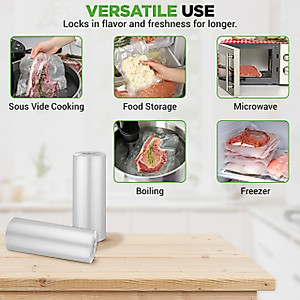 NutriChef Vacuum Sealer Bags 8x50 Rolls 2 pack for Food Saver, Seal a Meal, NutriChef, Weston. Commercial Grade, BPA Free, Heavy Duty, Great for vac storage, Meal Prep or Sous Vide
