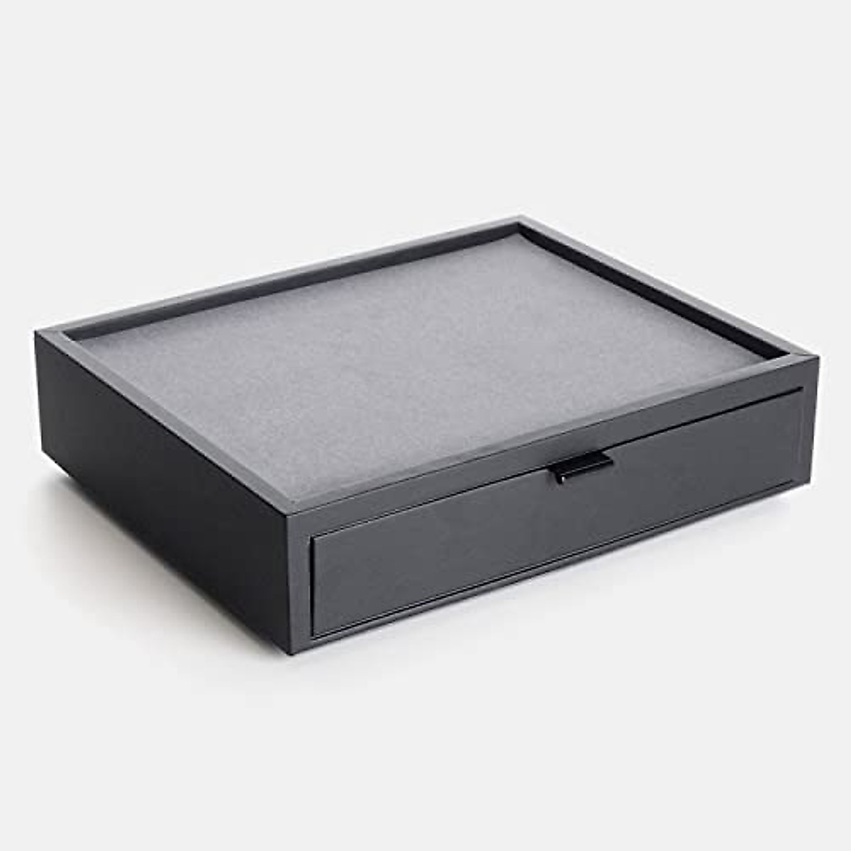 Kaviso Cache Display Valet Storage Drawer - EDC, Blade, Watch, and Jewelry Storage Drawer add-on, Microfiber Lining, Faux Leather, Stackable (Valet Storage Drawer) Black