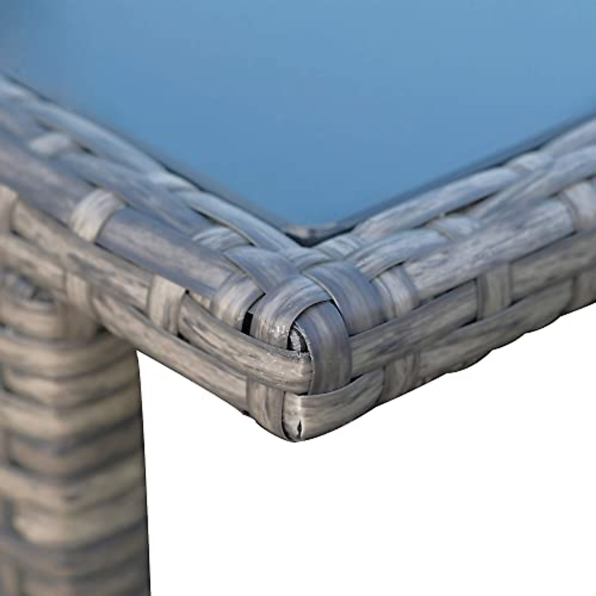 MCombo Patio Bar Set, Wicker Outdoor Table and 2 Stools, 3 Piece Patio Furniture with Storage for Poolside, Backyard, Garden, Porches 6085-1201 (Grey)