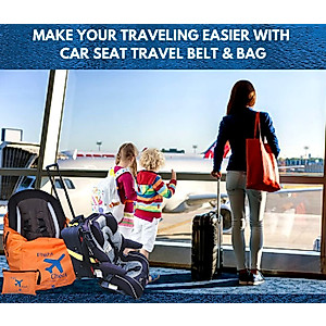 Alnoor USA Double Combo of Car Seat Travel Belt & Car Seat Travel Bag | Car Seat Bags for Air Travel & Car Seat Luggage Strap | Purchase Gate Check Stroller Bag/Car Seat Carrier for Airport &