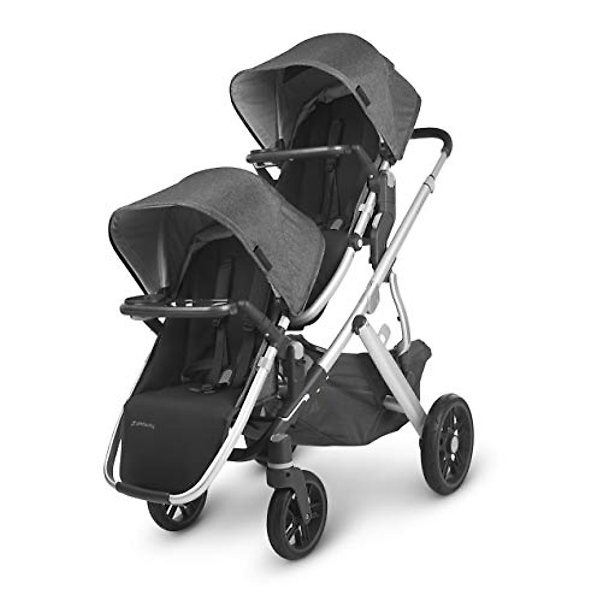 UPPAbaby Vista V2 Stroller- Greyson (Charcoal Melange/Carbon/Saddle Leather) + Upper Adapters + RumbleSeat V2- Greyson (Charcoal Melange/Carbon/Saddle Leather)
