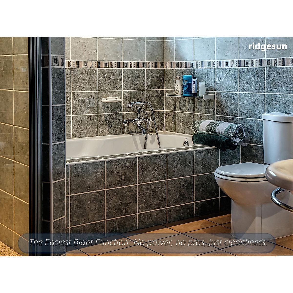 Ridgesun Bidet Toilet Seat Non-Electric Swash Ecoseat, Fits Elongated Toilets, White - Dual Nozzle System, Bidet with Easy Installation NO professional