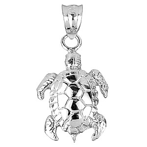 925 Sterling Silver Detailed Turtle Shell Charm Pendant