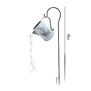 Star Shower Garden Art LED Light with Stake Firefly Bunch Lights Fairy Copper Wire Waterproof String Lights, Vine Solar Watering Can Lights Outdoor Garden Eid Mubarak Easter Metal Decor Lights (06)