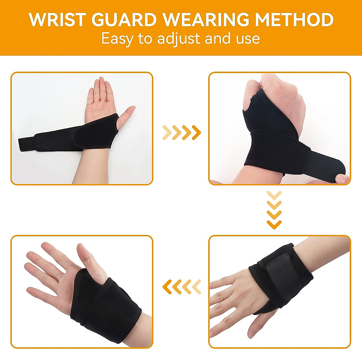 Wrist Brace, Adjustable Wrist Support Brace for Men & Women, Wrist Protective Wrap Support for Fitness, Sports, Tendonitis Pain Relief, Sprain, Arthritis, Injury Recovery(Black)