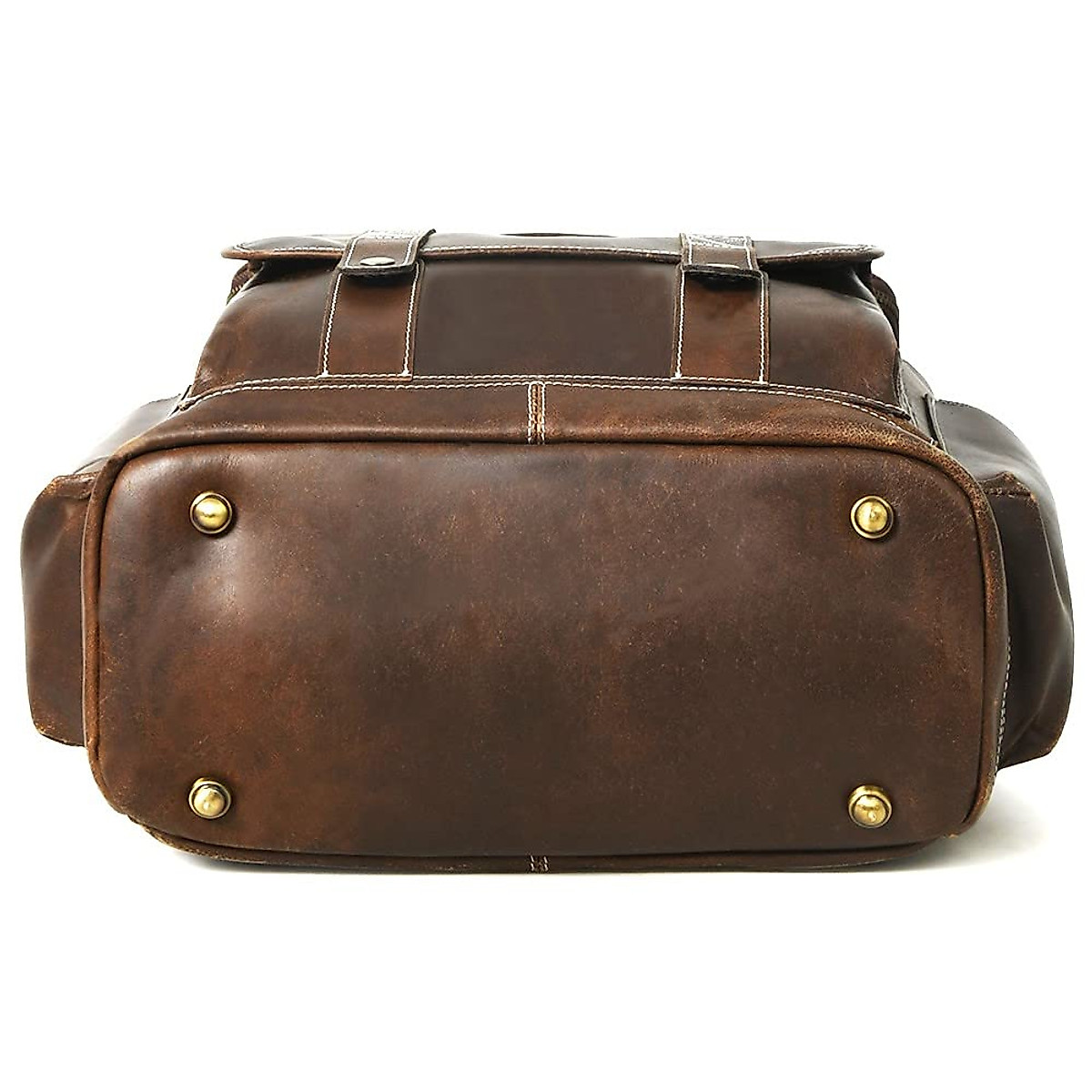 Gratlin Buffalo Leather Backpack for Men & Women 17 Inches | Vintage Genuine Leather Laptop Backpack | Full Grain Brown Leather Rucksack Knapsack with Padded Laptop Sleeve Best for Office Travel Use