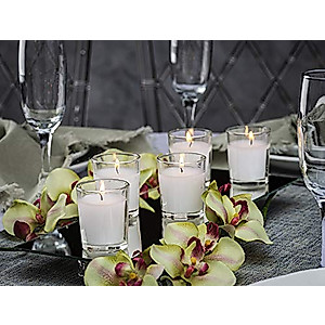 KISCO CANDLES: 10 Hour Votive Candles with Holders 12-Pack Clear Decorative Glass Home Decor, Beautiful Living Room, Kitchen, Bathroom Lighting | Long-Lasting Wax