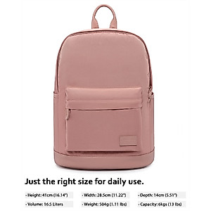 HotStyle Casual Daypack Backpack for Tween & Teen Girls, Multipurpose Middle School Bag Bookbag, Dome Top, Plain, Rose Gold