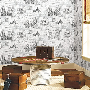 RoomMates RMK12353PL Harry Potter Map Peel and Stick Wallpaper, White, 30 Sq Ft