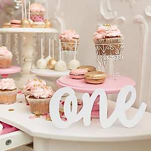 ONE Sign (Large 17in/Wooden/White), 1st Birthday Party and Baby Shower Decorations, Photo Prop, Wall Decor, Table Display, Baby Chair Photo Booth Props