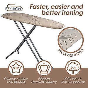 Ezy Iron Ironing Board Cover and Pad Standard Size - 15x54 Replacement Iron Board Cover with Padding, Covers for Full Size & Extra Long and Wide Large Boards - Heavy Duty Padded, Elastic Edge