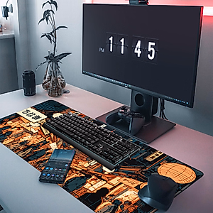 Japanese Street Gaming Mouse Pad Large,Anime Mouse Pad Gaming Mouse Mat Desk Pad,31.5 x 11.8 Desk Mat Anime Mouse Pads for Desk,Extended Keyboard Mousepad with Non-Slip Base and Stitched Edge