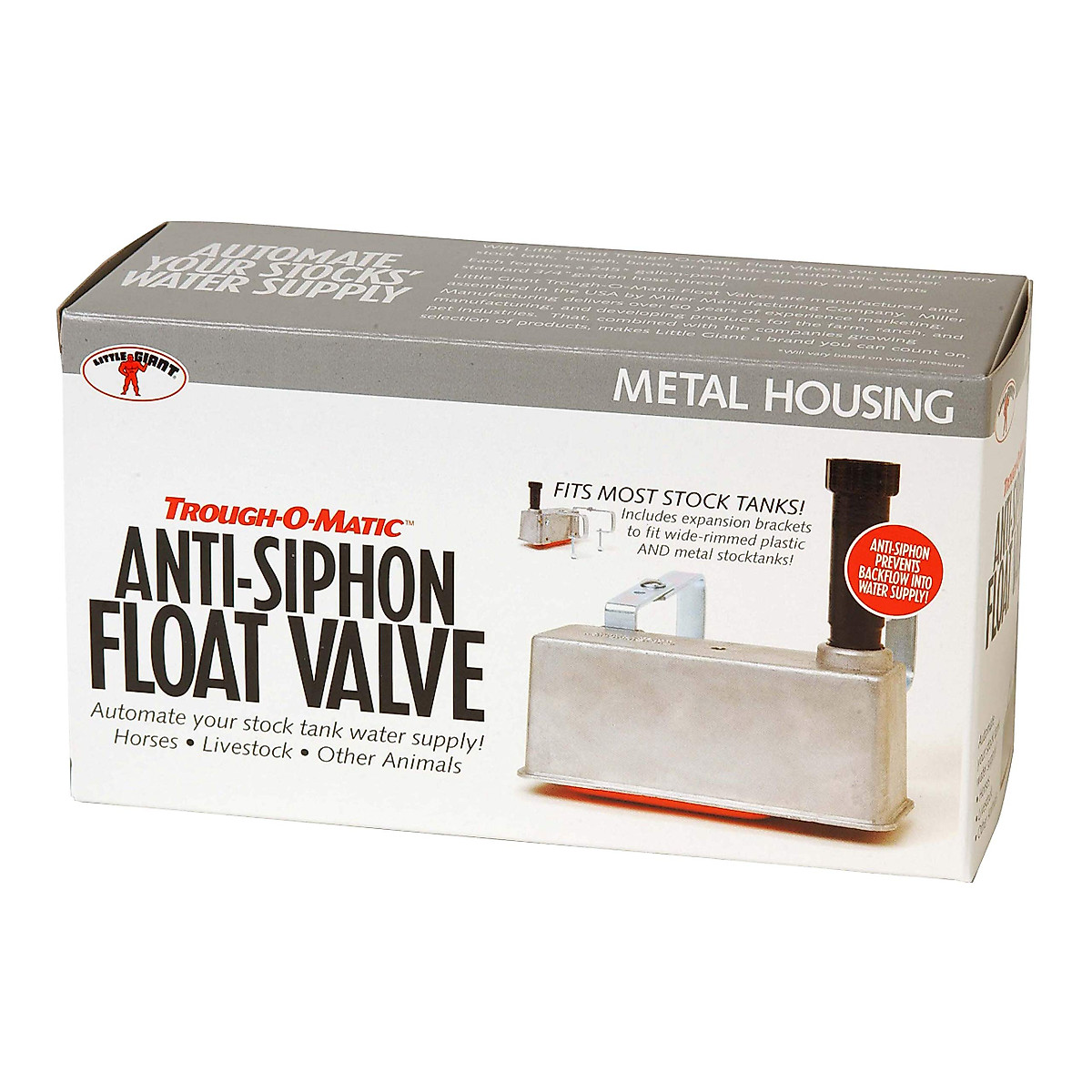 Little Giant® Trough-O-Matic® Stock Water Tank | Anti-Siphon Float Valve | Livestock Tank Float | Watering Tank with Aluminum Housing