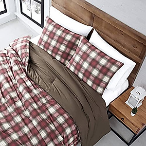 Eddie Bauer - Queen Comforter Set, Reversible Alt Down Bedding with Matching Shams, Home Decor for Colder Months (Navigation Red, Queen)