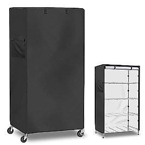 Dalema Waterproof Shelf Cover,Heavy Duty Dustproof Storage Shelving Unit Cover,Durable Steel Organizer Wire Rack Covers,Shelf Display Rack Protector Cover with Zipper.(Black,Fits 36x18x72 Shelf)