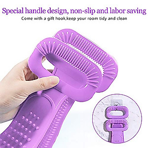 Inmorven Back Scrubber for Shower,30inches and 35½ inches Two Size for Choosing Bath Body Brush Silicone Back Brush Extra Long Exfoliating Body Scrubber With Handle for Men and Women.(Purple)
