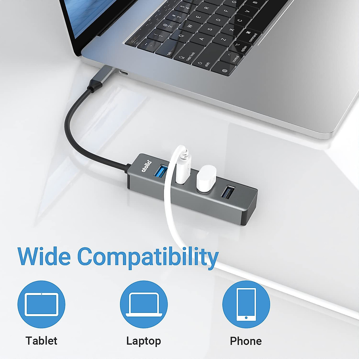 atolla USB C Hub, Aluminum USB C to USB Adapter with USB 3.0 Port & 3 USB 2.0 Ports for MacBook Pro/Air, iPad Pro, Chromebook, XPS and More