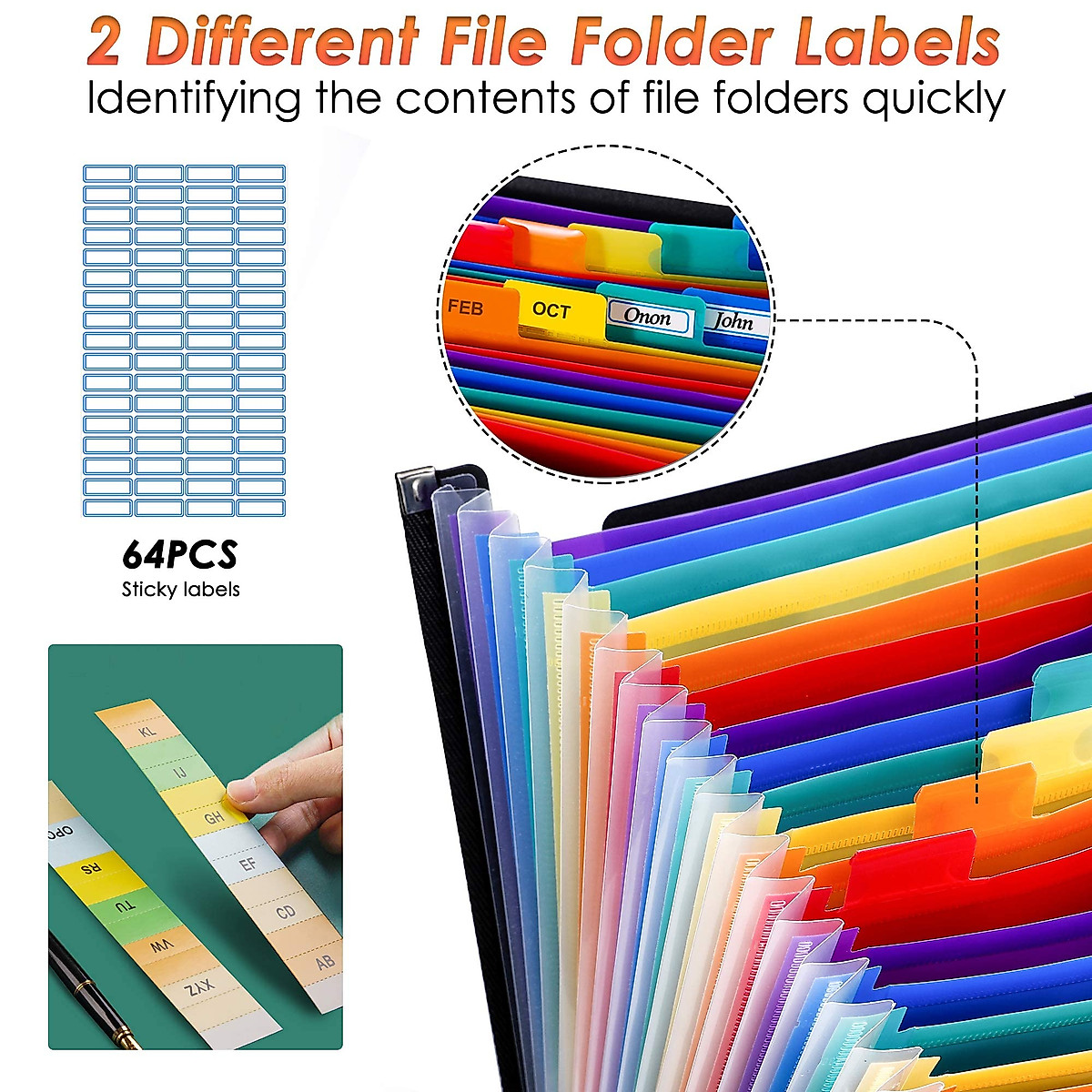 Expanding File Folder, Upgrade 3500 Sheets Capacity Expandable Accordion Document Bill Paper Organizer, Accordian Filing Box, Teacher Office Supplies, Classroom Desk Organization,Letter Size,24 Pocket