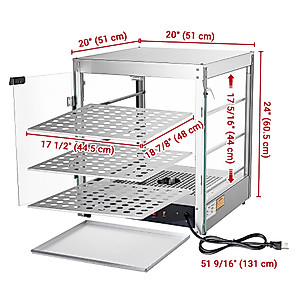 WeChef 3-Tier Commercial Food Warmer Display Pizza Warmer Countertop Pastry Warmer for Restaurant Cafe Buffet 20x20x24
