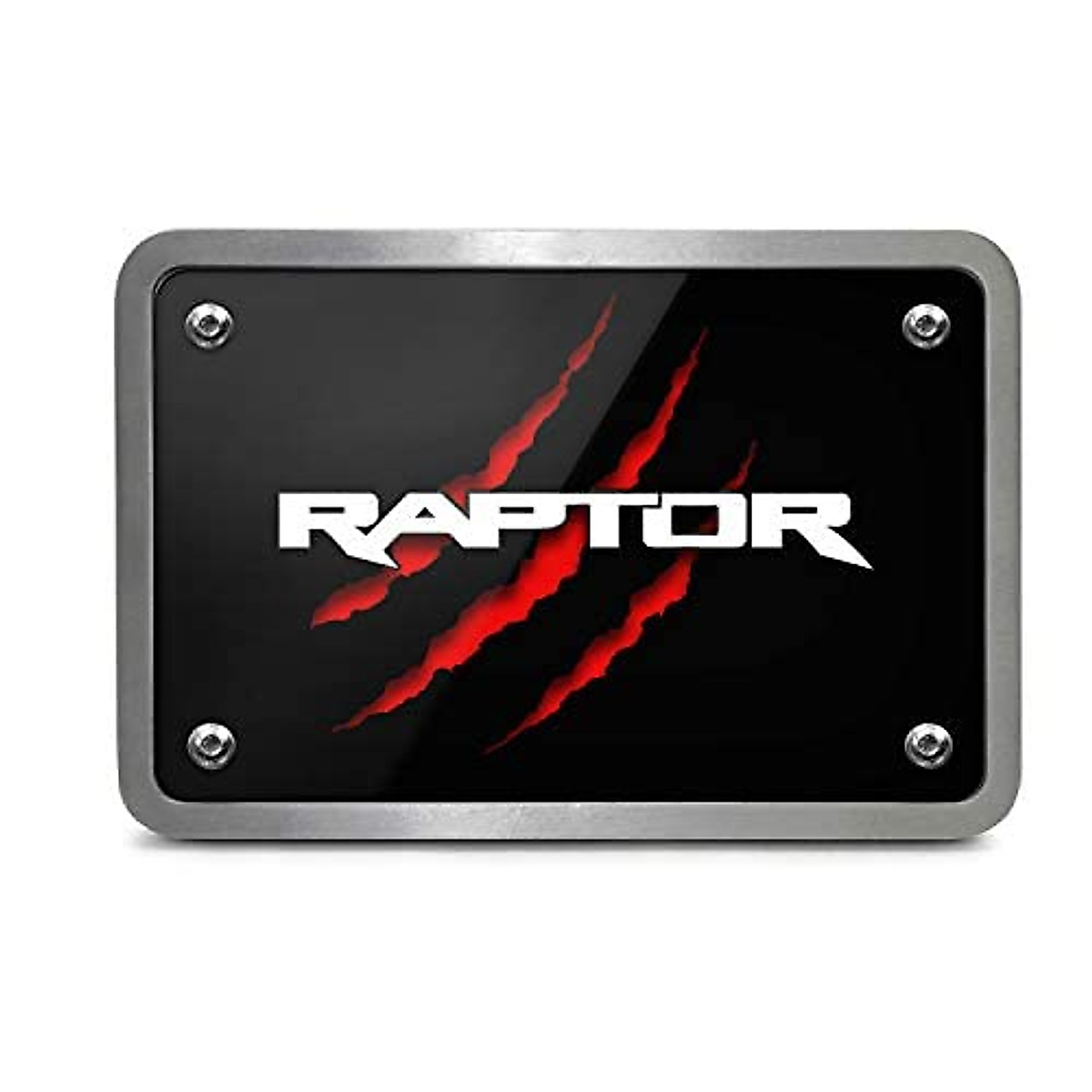 iPick Image Made for Ford F-150 Raptor Claw Marks UV Graphic Black Plate Billet Aluminum 2 inch Tow Hitch Cover