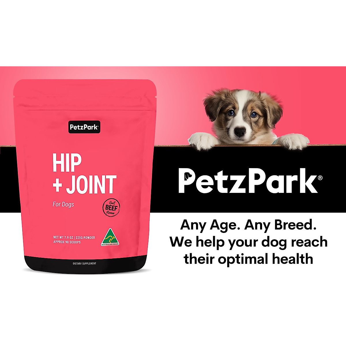 Petz Park Glucosamine for Dogs - Hip & Joint Support Powder with Chondroitin & MSM - Arthritis Pain Relief, Hip Dysplasia Treatment - 800mg Glucosamine - 45 Scoops