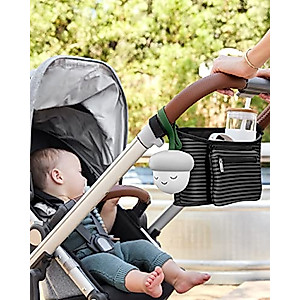Skip Hop Universal Stroller Organizer, Grab & Go, Black Grey Stripes