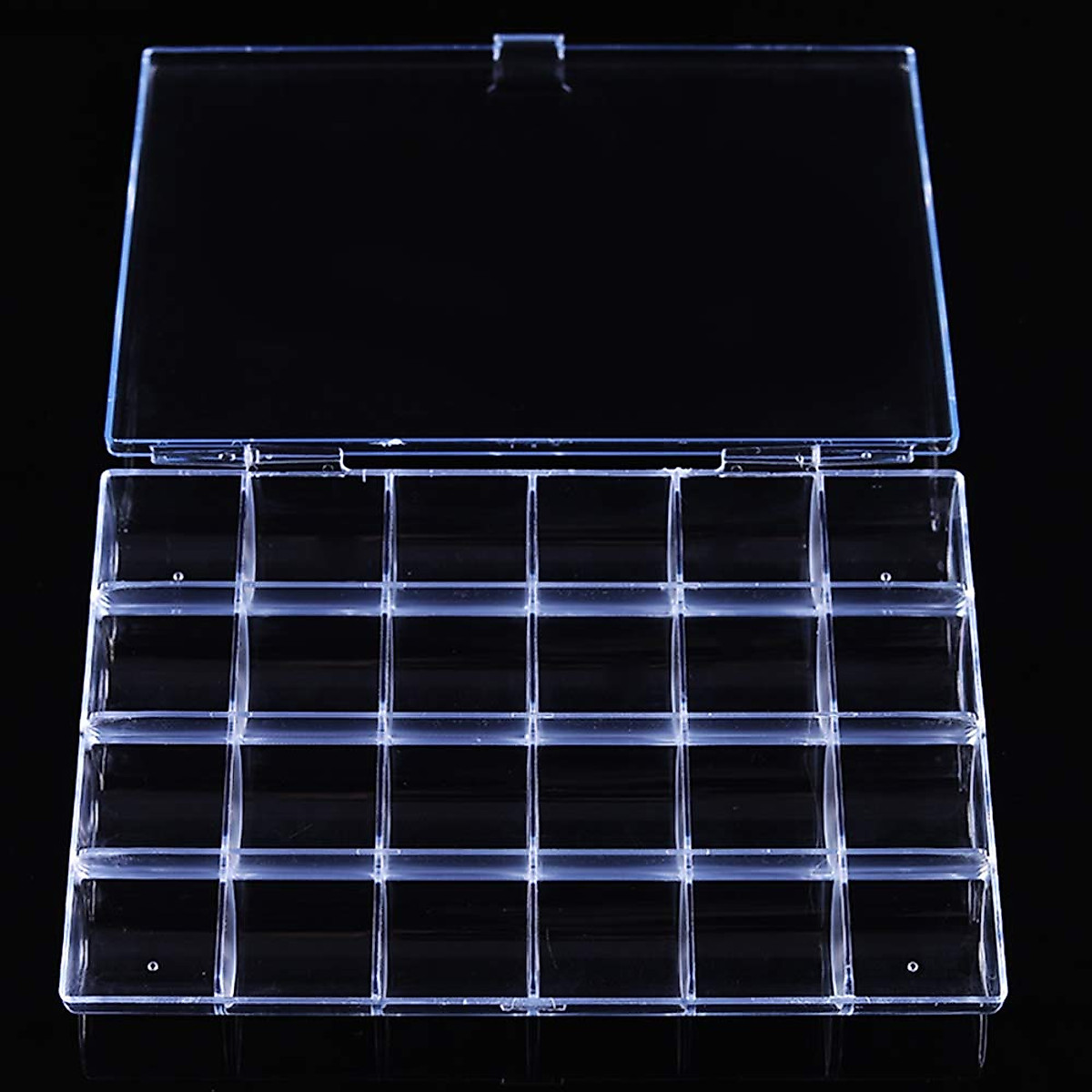 Kemaily 24 Slots Empty Clear Nail Art Decoration Storage Box Nail Glitter Rhinestone Crystal Accessories Container Storage Box