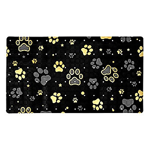 Non-Slip Bathtub Mats Gold Dog Paw Print and Star Prints Soft Bath Tub Bathroom Shower Mat for Baby and Adults, Machine Washable