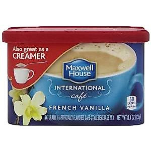 Maxwell House International Cafe 4-Can Variety Bundle includes 1-Can Cafe Francais, 7.6 oz + 1-Can French Vanilla, 4 oz + 1-Can Vanilla Caramel, 8.7 oz + 1-Can Cafe Vienna, 9 oz