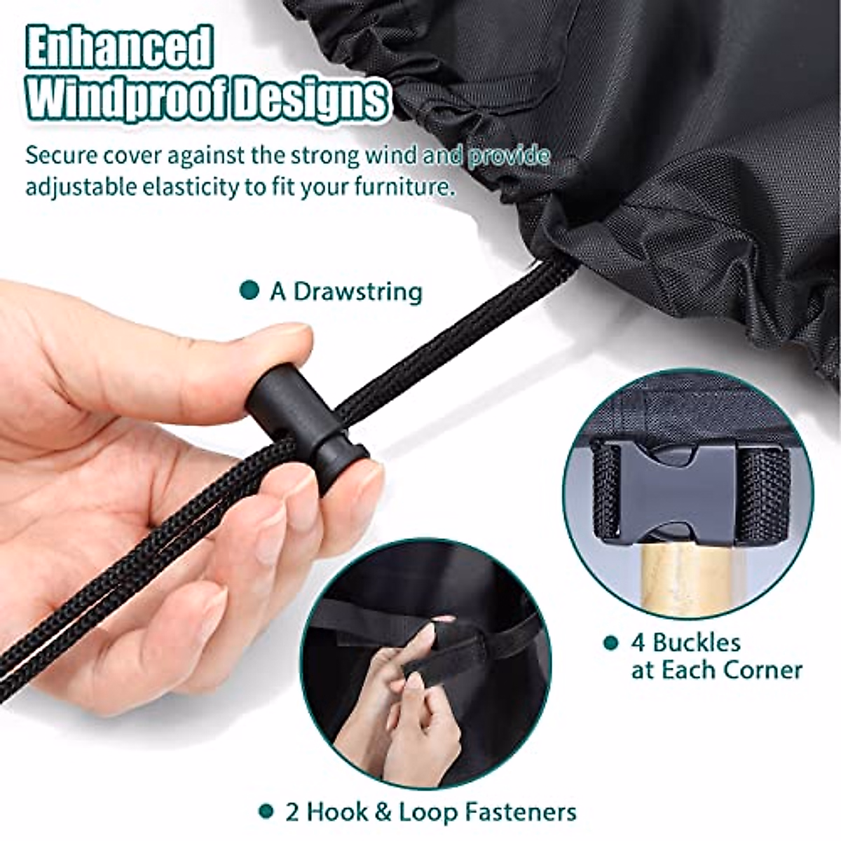 GARPROVM Outdoor Patio Furniture Covers Waterproof Patio Dining Table Couch Set Covers Rectangular with Upgraded 600D Material, 4 Windproof Buckles 124 x 70 x 29 Inch Heavy-Duty Large