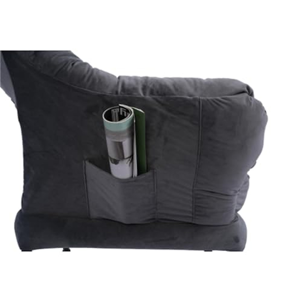 Lazy Chair with Ottoman, Modern Accent Lounge Chair with Folding Footrest and Headrest, Upholstered Leisure Sofa Armchair Reading Chair with Side Pocket for Living Room, Bedroom, Office, Dark Gray