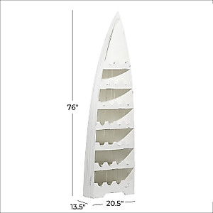 Deco 79 Wood Boat 25 Bottle Standing Wine Rack, 21" x 14" x 76", White