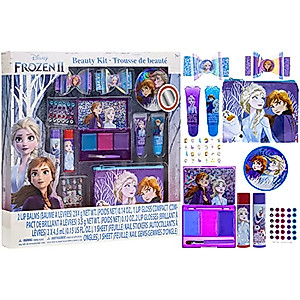 Disney Frozen - Townley Girl Super Sparkly Cosmetic Beauty Makeup Set For Girls with Clips, Press On Nail, Lip Gloss, Nail Stickers, Lip Balm, Nail Gems and Mirror For Parties, Sleepovers & Makeovers
