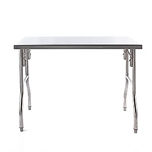 TECSPACE Stainless Steel Worktable Workstation, 48 x 24 Inch Folding Prep & Work Table, Heavy-Duty Folding Table with 661 lbs Load, Silver Kitchen Work Table for Commercial Home Use
