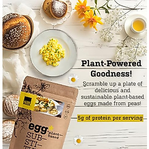 AcreMade Plant-Based Egg Substitute, Vegan Egg Powder, 1 Dozen Eggs, Gluten Free, Shelf Stable, Soy-Free, Natural Egg Replacement, 5 Grams of Pea Protein Per Serving, Cholesterol Free