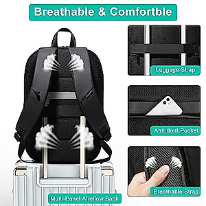 Slim Laptop Backpack for Men 15.6 inch,Waterproof Anti Theft Business Travel Backpack for Men and Women,Lightweght Expandable Durable College Backpack Weekend Casual Daypack Computer Work Laptop Bag